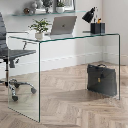 Julian Bowen Amalfi Glass Desk - 110 x 55cm Tempered Glass Clear ...