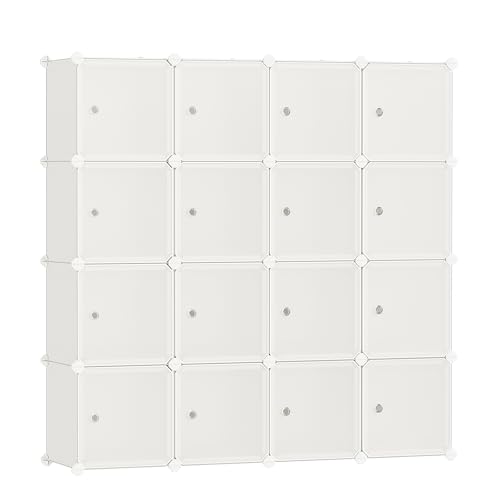 SONGMICS 16-Cube Storage Unit, Shoe Rack, Stackable Cubes, Plastic ...