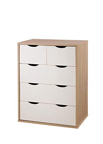Timber Art Design Alton 3+2 Drawer Chest of Drawers in Sonoma Oak ...