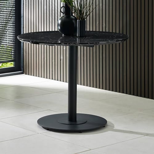 Julian Bowen Luca Dining Table – 76 x 80 cm, Black Round Kitchen Table ...