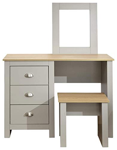 GFW Lancaster Dressing Table Set With 3 Drawers. Make Up & Hair Vanity Table With Drawers, Large ...