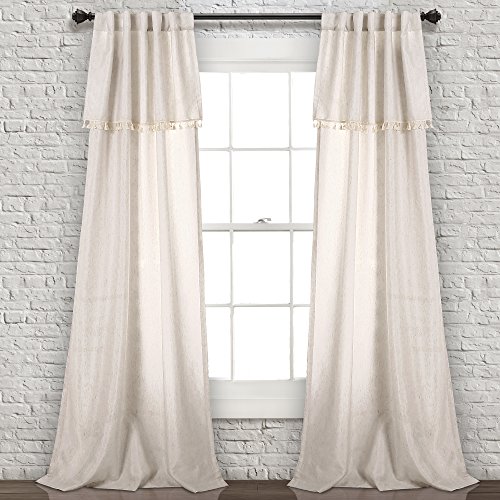 Lush Décor Ivy Tassel Window Curtain Panel Pair, 84 x 40 in, Neutral by ...