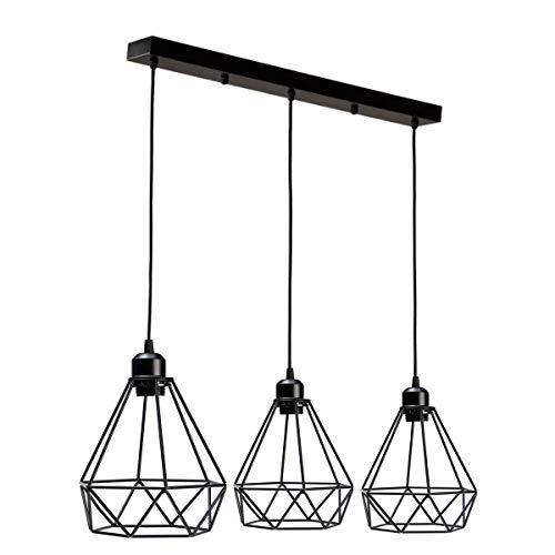 Modern Rectangle 3 Way Ceiling Pendant Cluster Light Fitting Cage Style ...