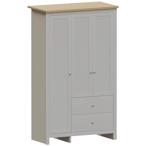 Vida Designs Arlington Wardrobe 3 Door 2 Drawer Bedroom Furniture ...