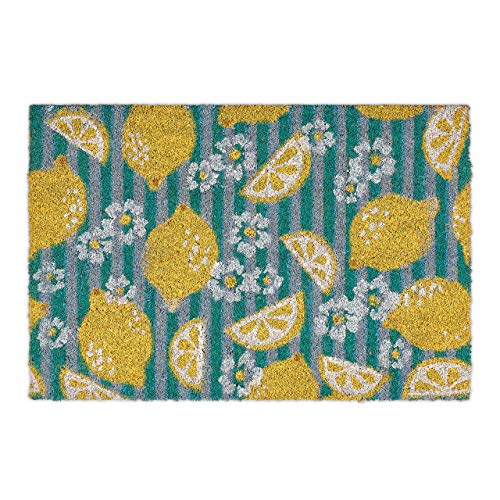 Relaxdays Coir Doormat, Colourful Lemon Motif, Door Mat Inside ...
