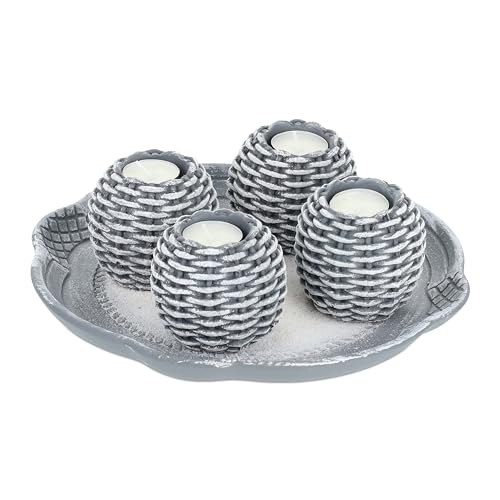 Relaxdays Tray, Candle Set with 4 Tea Light Holders & Sand, for Living ...