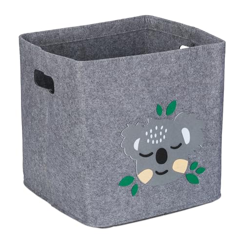 Relaxdays Storage Box for Kids, Koala Design, Toy Basket Made of Felt ...