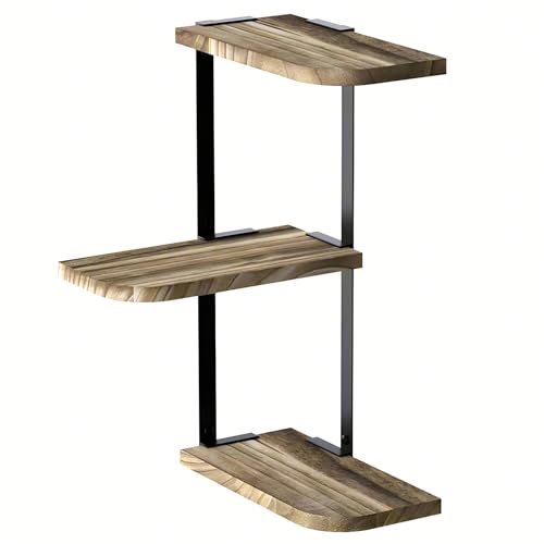 ASelected 3 Tier Corner Shelf,Wooden Floating Shelves Small Wood ...