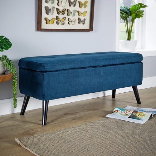 Home Source Storage Ottoman Storage Chest, Velvet Bedding Box, Wooden ...