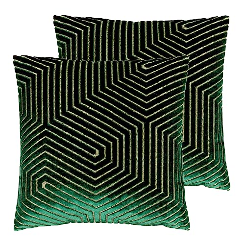 Paoletti Evoke Cut Velvet Feather Filled Cushion - Twin Pack by Amazon ...