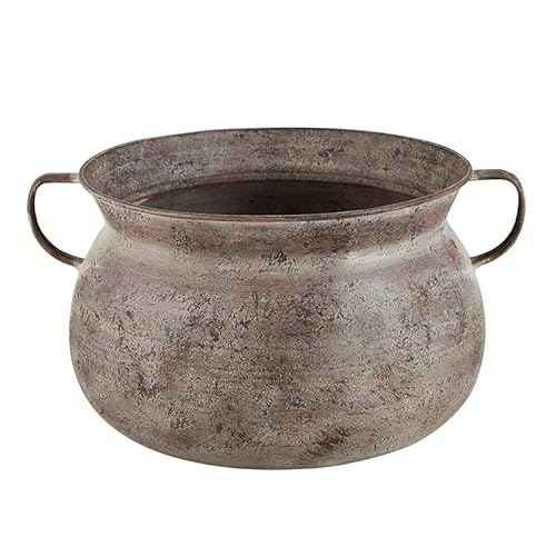 47th & Main Rustic Metal Pot 2-Handled Vase for Home Décor, Large ...