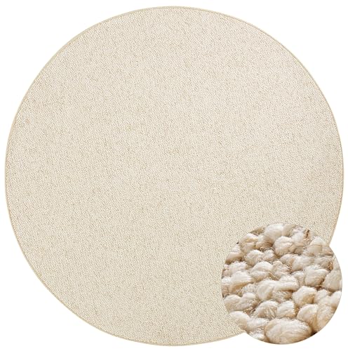 BT Carpet Wolly Round Rug - Living Room Rug Flat Weave Short Pile Wool ...