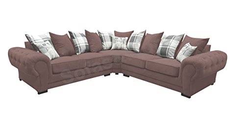 Verona Corner Sofa Dorado Fabric Grey Brown Cream Designer Scatter ...