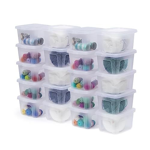 Iris Ohyama Versatile Storage Boxes, 2L, Set of 20, Clear, Easy Latch ...