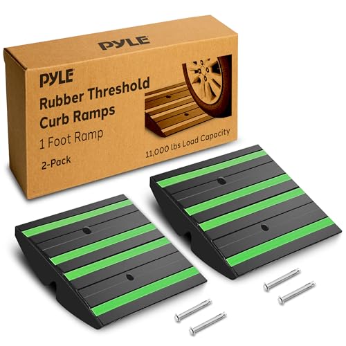 Pyle 1 Ft. Each Double Pack Rubber Threshold Curved Curb-Side Ramp with ...