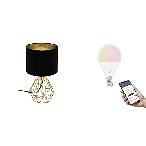 Eglo Table lamp Carlton 2, Vintage Table Light with E14 Connect.z Smart ...