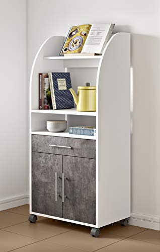 Symbiosis Kitchen Trolley, Particle Board, White and Concrete, 63 x 40 ...