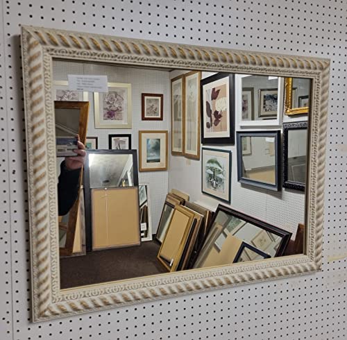 "Modec Mirrors WHITE/GOLD SHABBY CHIC STYLE PLAIN GLASS SQUARE WALL ...