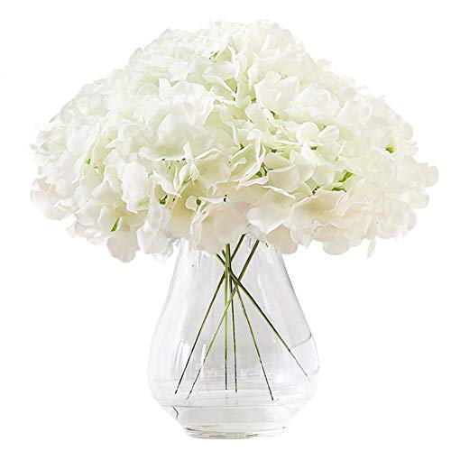 Kislohum Hydrangea Silk Flower White 10 Heads Artificial Hydrangea Silk ...
