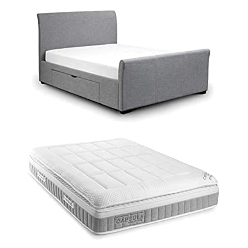 Julian Bowen Set Of Capri Fabric Bed With Drawers Light Grey 150Cm ...