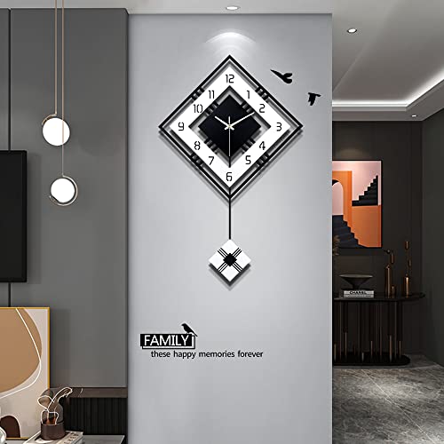 NEOTEND Modern Wall Clock for Living Room Decor Pendulum Large Silent ...