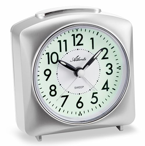 Atlanta Quartz Alarm Clock 2128/19, Silver, 8,5 x 8,5 x 4,5 cm by ...