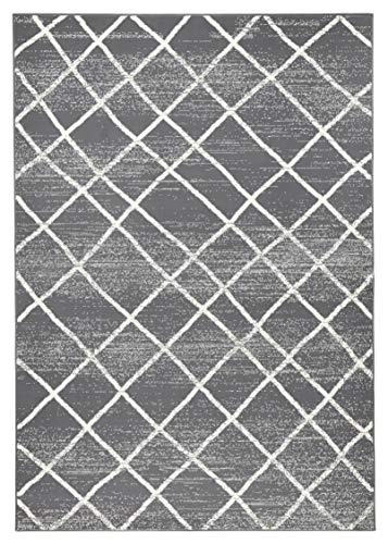 Zala Living Designer Short Pile Rhombe Rug 160 x 230 cm Grey Cream by ...