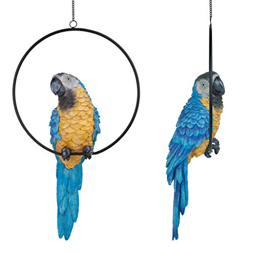 Design Toscano Polly in Paradise Parrot Hanging Bird Ring Perch Statue ...