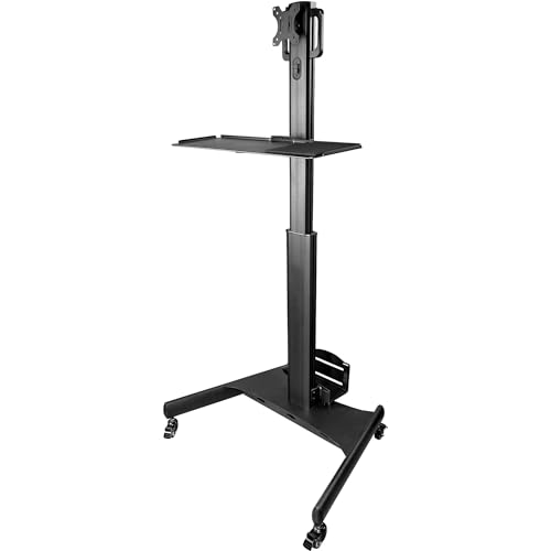 StarTech.com Mobile Workstation Cart with Monitor Mount, CPU/PC Holder ...