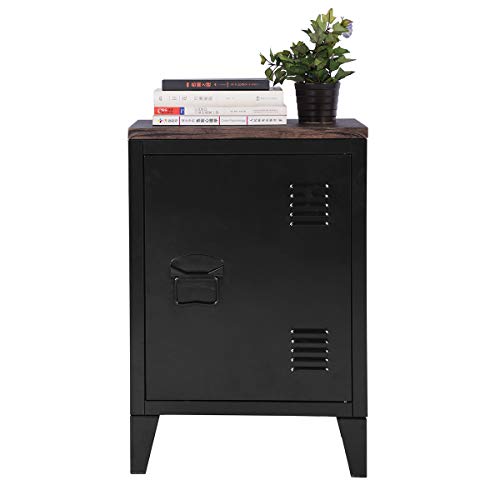 FurnitureR Vertical small metal storage cabinet, side table with 2 ...