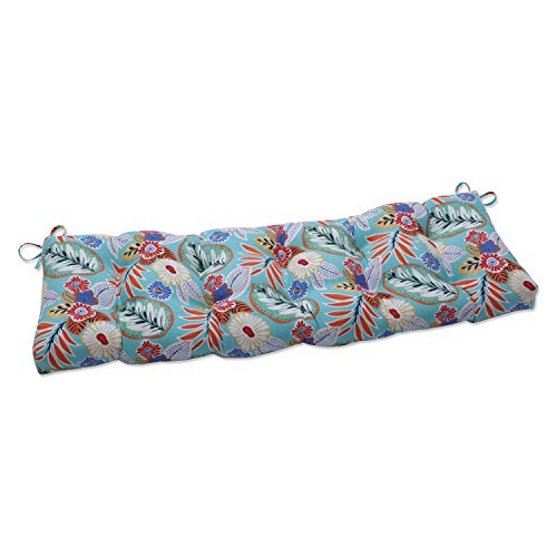 Pillow Perfect Outdoor Tufted Bench Swing Cushion, Blue, 56 X 18 X 5 by ...