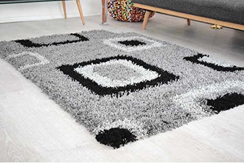 "Bravich RugMasters Grey Black and Ivory Cube Boxed Pattern Geometric ...