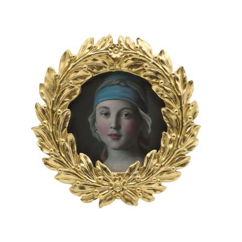 YULINK 4x4 Small Vintage Round Picture Frame, Mini Antique Gold Circle ...