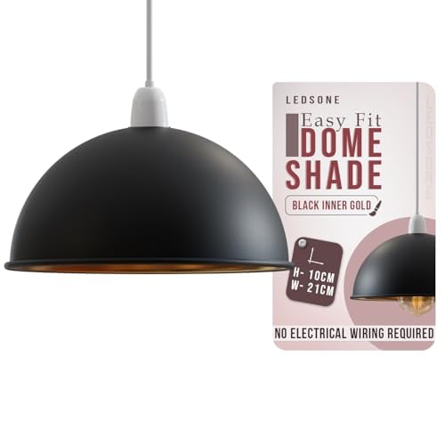 LEDSONE Modern Dome Pendant Lamp Shade – 21cm Industrial Metal Ceiling ...