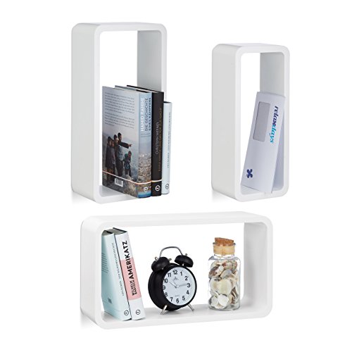 Relaxdays Floating Shelf Set of 3, Durable Wall Shelf with Invisible ...