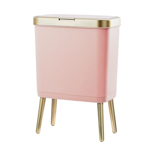 Procade Bathroom Trash Can with Lid, 4 Gallon Pink Garbage Can, Tall ...