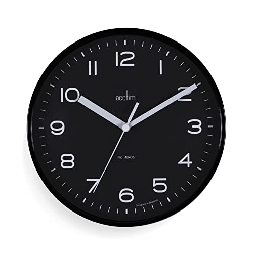 Acctim Runwell Small Wall Clock Quartz Slimline Case (Black) by Amazon | ufurnish.com