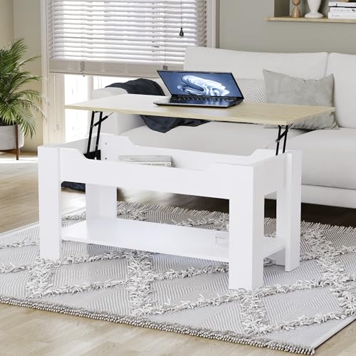 Vida Designs Lift Up Coffee Table with Storage 100 (L) x 48 (W) x 48–60 ...