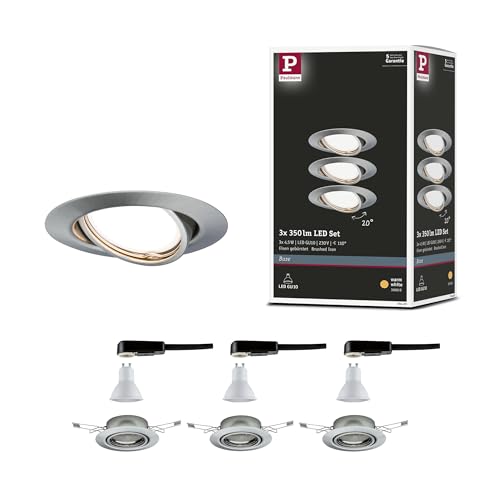 Paulmann Base LED Recessed Luminaire Round, 3x5W GU10, 3000K, Brushed ...