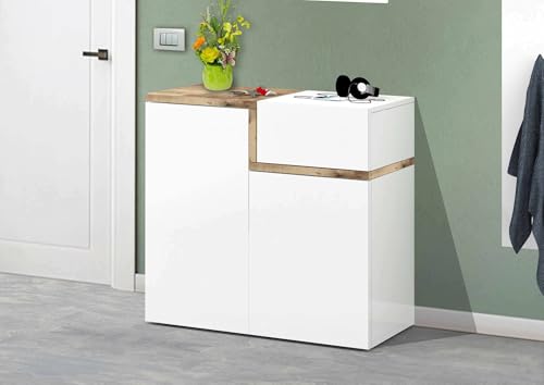 Dmora - Shoe Rack Ryan, Multipurpose cabinet with 2 doors and 1 flap ...