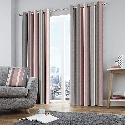 Fusion Two Curtain Panels, Cotton,Polyester, Blush, W229cm (90) x ...