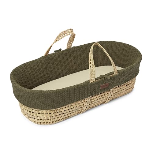 The Little Green Sheep Natural Knitted Moses Basket and Mattress ...