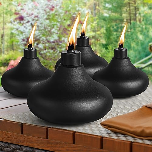 FAN-Torches 4 Pack Metal Table Top Torches, 24.5oz Citronella Torches ...