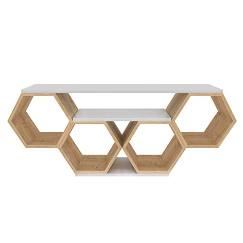 DECOROTIKA Honey Modern TV Unit with Open Storage Shelves for Living ...