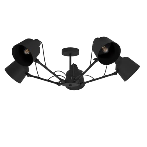 EGLO Ceiling light Basurtu, nordic lighting with 5 spotlights, black ...