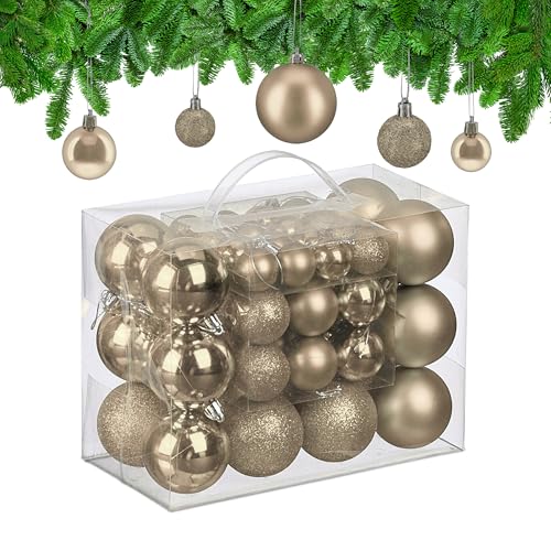 Relaxdays Christmas Baubles, Set of 50, Tree Ornaments, Holiday ...
