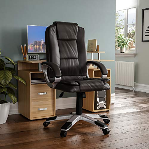 Vida Designs Charlton Executive Office Computer Chair, Brown, Gaming ...