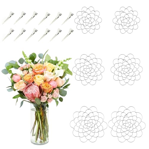 heluqu Flower Arrangement Holder Reusable Floral Grid for Vase 6 Pcs ...
