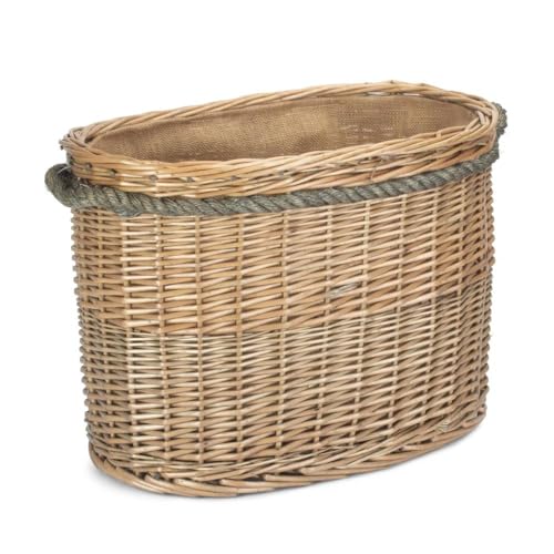Red Hamper Medium Oval Rope Handled Log Basket, Wicker, Brown, H30 x W48 x D36cm by Amazon ...