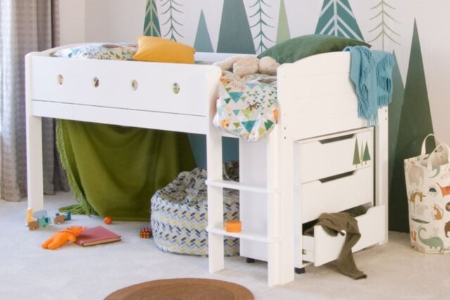 Cubix Childrens Mid Sleeper With Chest Of Drawers by And So To Bed ...
